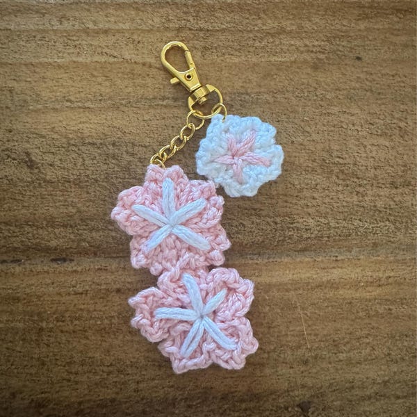 Sakura Crochete Keychain - Etsy