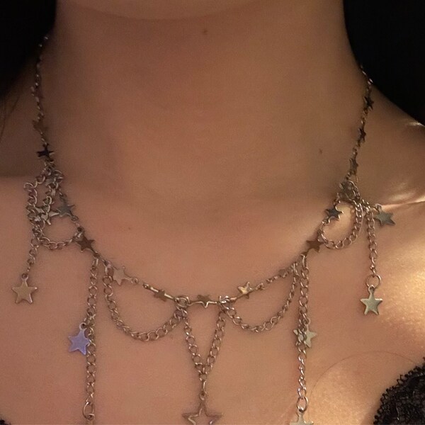 Shooting Star Chain Princess Charm Choker Collar Necklace - 14” + 2 ...