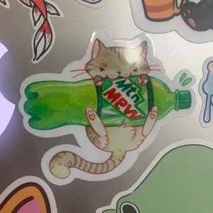 Mtn Mew Cat Sticker Soda Sticker Mountain Dew Sticker Cat | Etsy