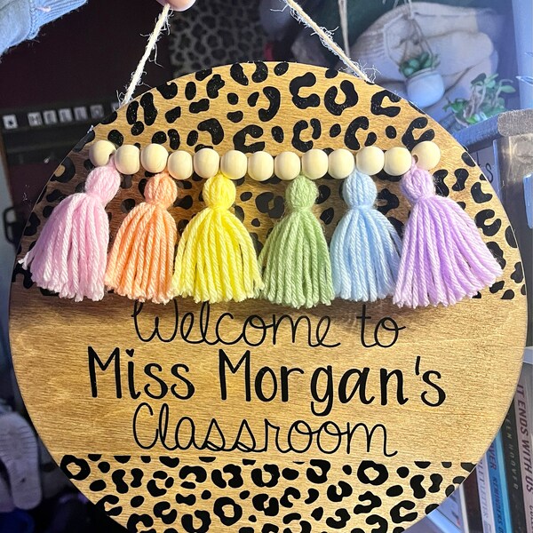 Teacher Door Hanger. Leopard Door Hanger. Leopard Classroom. Classroom ...