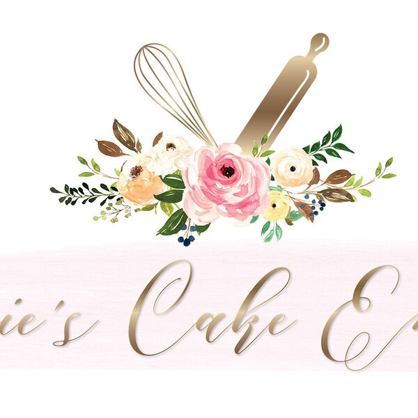 Editable Baking Logo Design - Watercolor Bakery Logo - Handmade Bakery ...