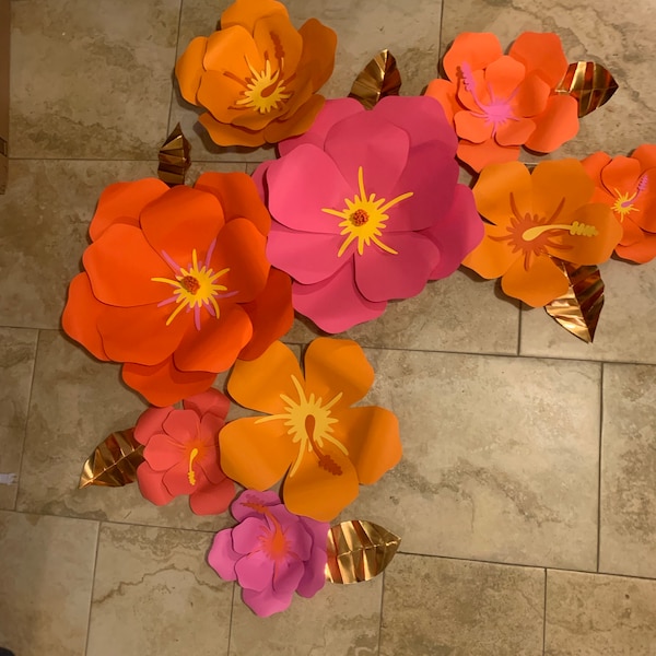 SVG DXF PNG Petal 101 (hibiscus) Paper Flower Template Diy Cricut and ...