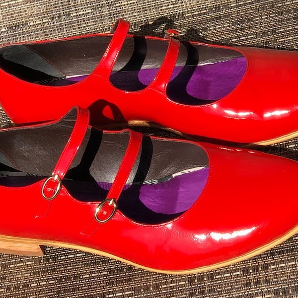 Twin Strap Mary Janes | Handmade Mary Janes | Gold Mary Janes | Mid ...