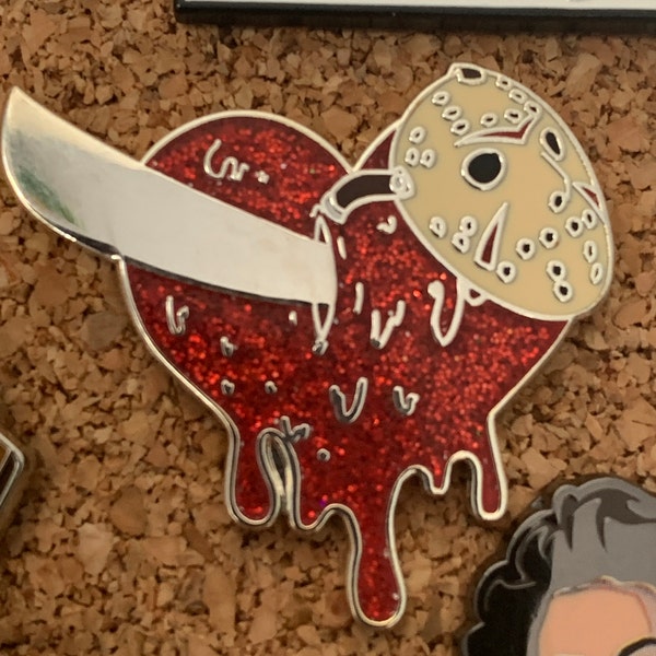 Jason Voorhees Horror Enamel Pin | Friday the 13th Heart | Horror Movie ...