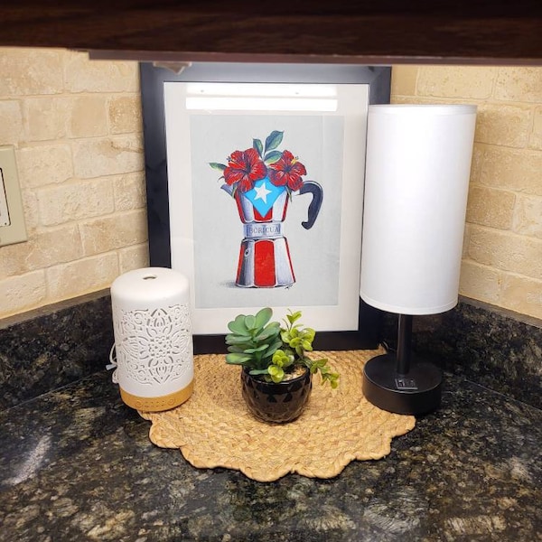 Boricua Greca Coffee Pot Art Print | Puerto Rico Cafetera Wall Decor ...