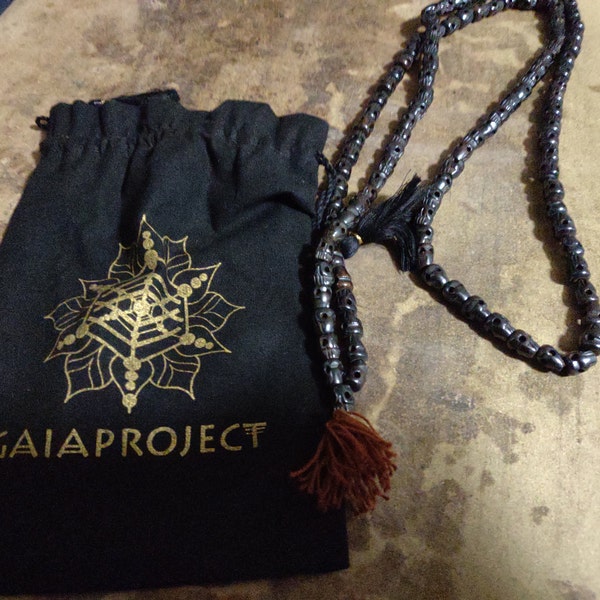 Black Short KALI MALA Sacred Skull Prayer Beads, Hand Carved Natural ...