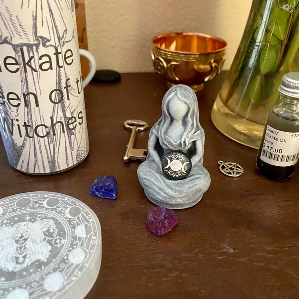 Triple Moon Goddess Statue - "goddess Hecate" - Moon Goddess Mini ...