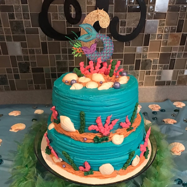 Mermaid Cake Topper. Mermaid Tail Cake Topper. Under the Sea Birthday ...