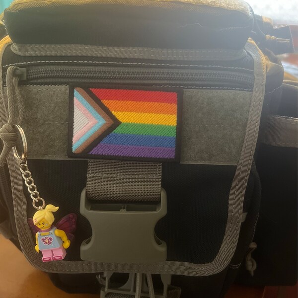 Progress Pride Flag Embroidered Patch | LGBT Gay Queer Trans | Hook and ...