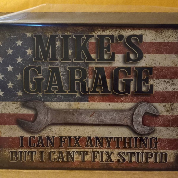 Custom Garage Sign, Personalized Workshop Sign, Distressed American ...
