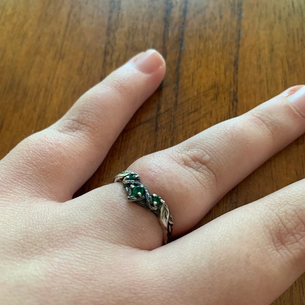 Engagement Forest Silver With Magics to Stones and Leaves Twisted Ring ...