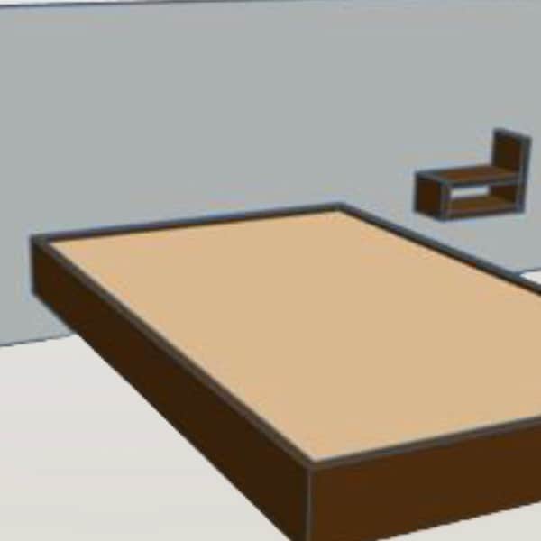 King DIY Floating Bed Frame Plans With Nightstands & Headboard, PDF ...