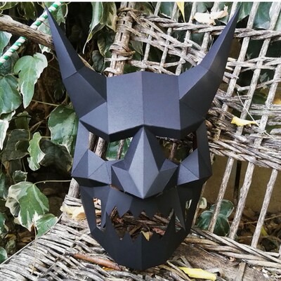 Japanese Demon Mask, Oni, Hannya DIY Paper Mask, Printable Template ...