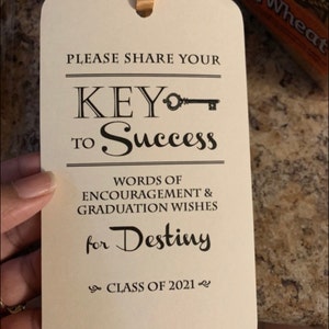 Set of 12 Graduation Wish Tags Graduation Advice Tags Key to Success ...