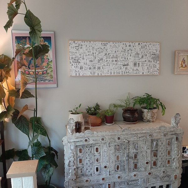 The Persian Bazaar, Line Drawing of Tajrish Bazaar in Tehran With ...