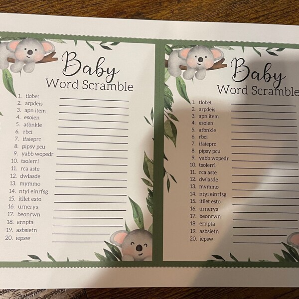 Printable Baby Shower Game, Baby Word Scramble, Instant Download Baby ...