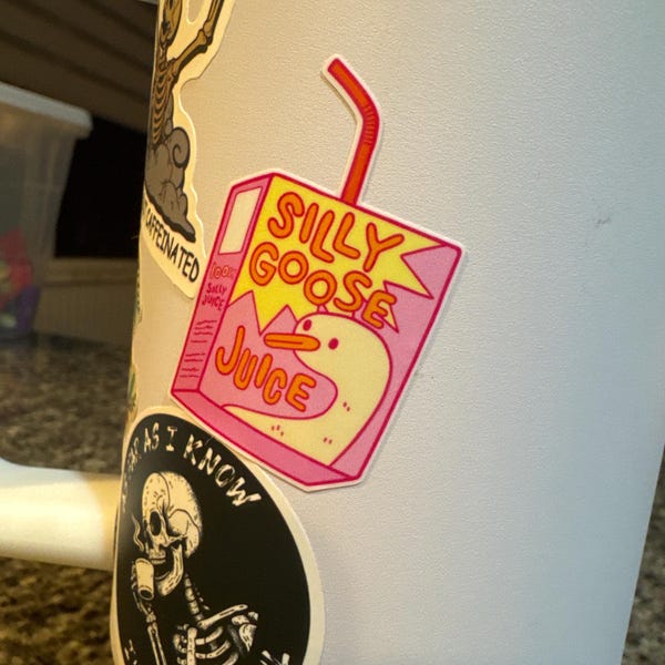 Silly Goose Juice Sticker, 100% Silly, Funny Juice Box Decal, Kawaii ...