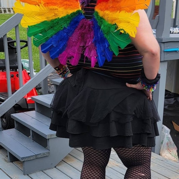 Rainbow PRIDE Feather Wings - Carnival Costume Festival Wings, LGBTQ ...