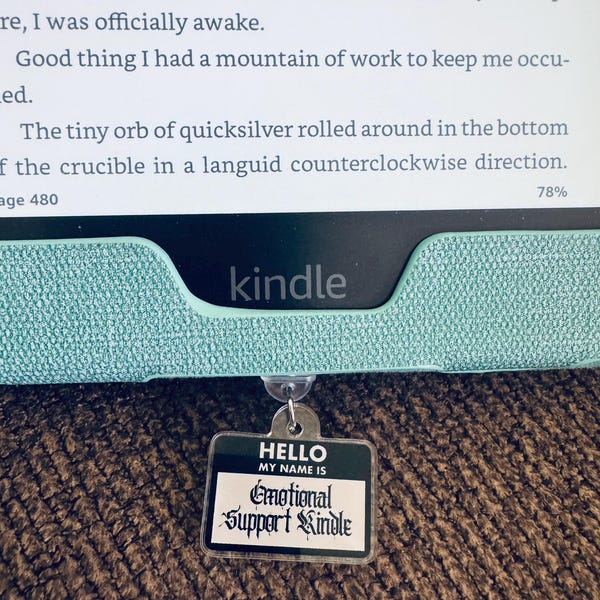Hello My Name Is, Emotional Support Kindle Charm, Certified Book Wh*re ...