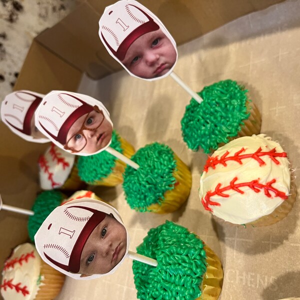 Baseball Cupcake Toppers, Cupcake Toppers With Photo, Sports Theme ...