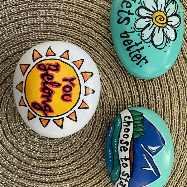 Inspirational Painted Rocks of Nature Sunshine Flowers Landscape ...