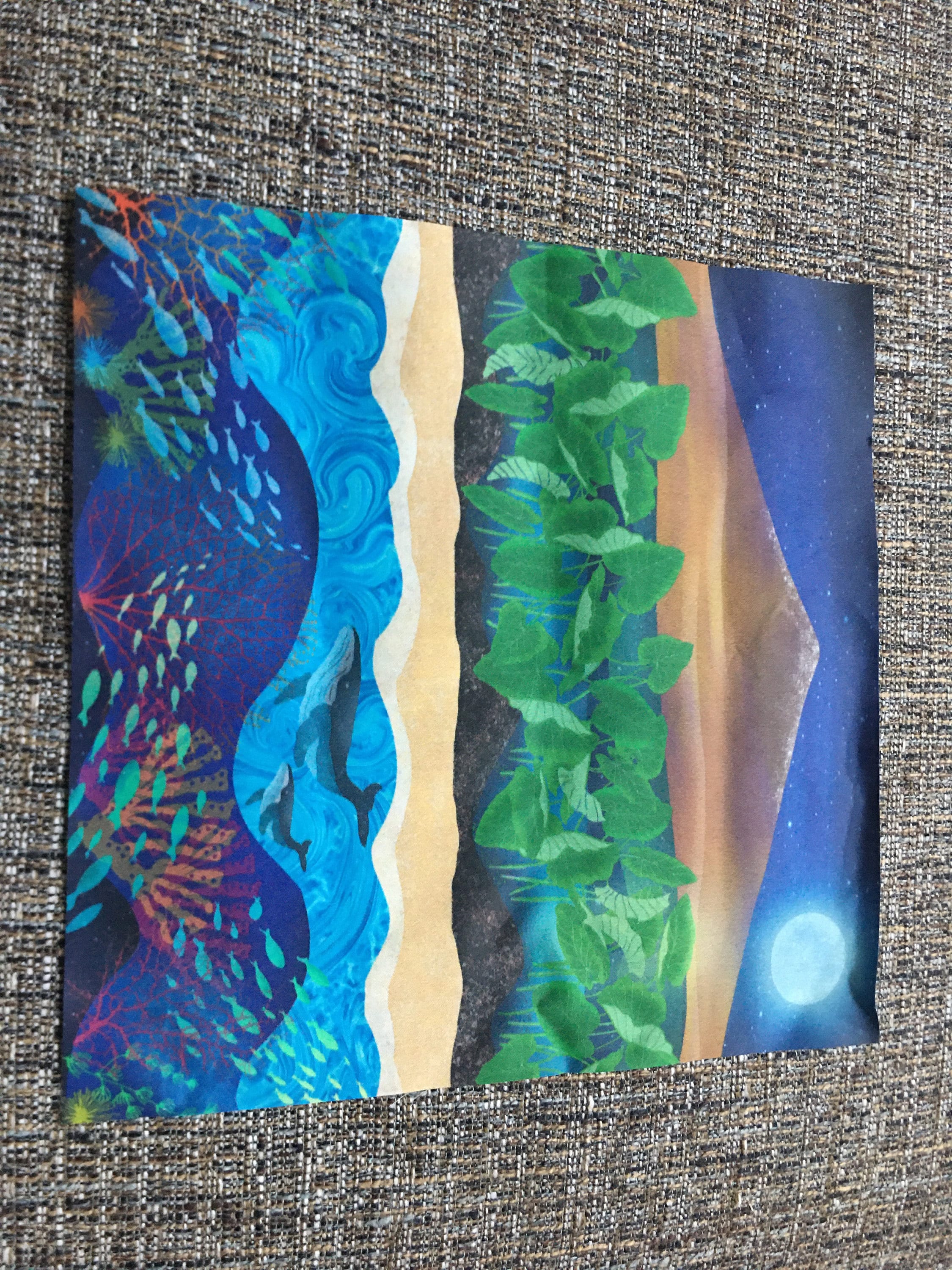 Hawaiian VOLCANO Mauna Kea Fabric Panel Big Island Hawaii~ Volcano ...