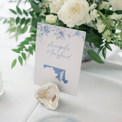 Silver Leaf Oyster Shell Table Number Card Holder Wedding Name Card ...