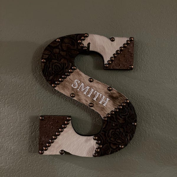 Cowhide Letters 12” - Personalized Western Wall and Shelf Decor *made ...