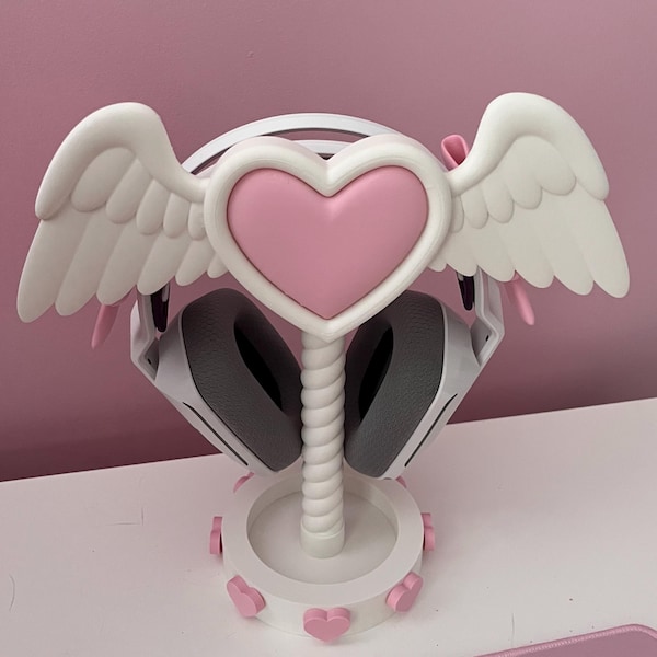 Angel Wing Headphone Stand, Cute Heart Gaming Holder, Custom Color Desk ...