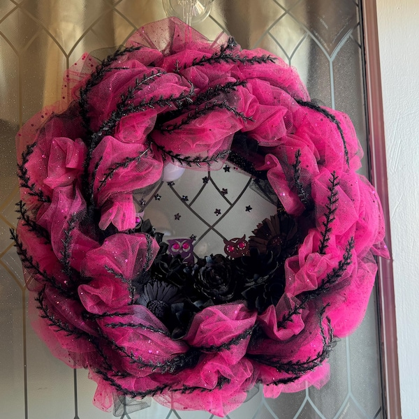 Fluffy Purple Wreath, Goth Home, Halloween Home, Everyday Wreath ...