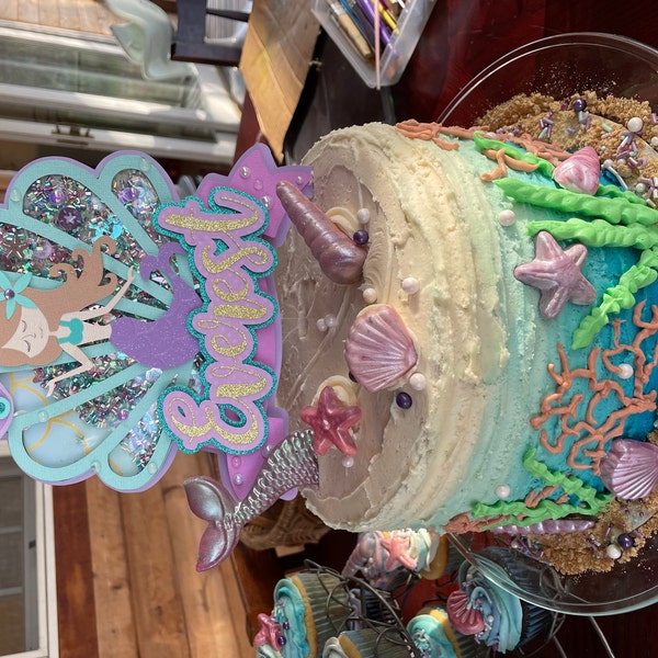 Mermaid Cake Topper, Cake Topper, Mermaid Topper, Purple - Etsy