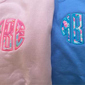 Preppy Embroidered Monogrammed Sweatshirt Pullover Colorful Monogram ...