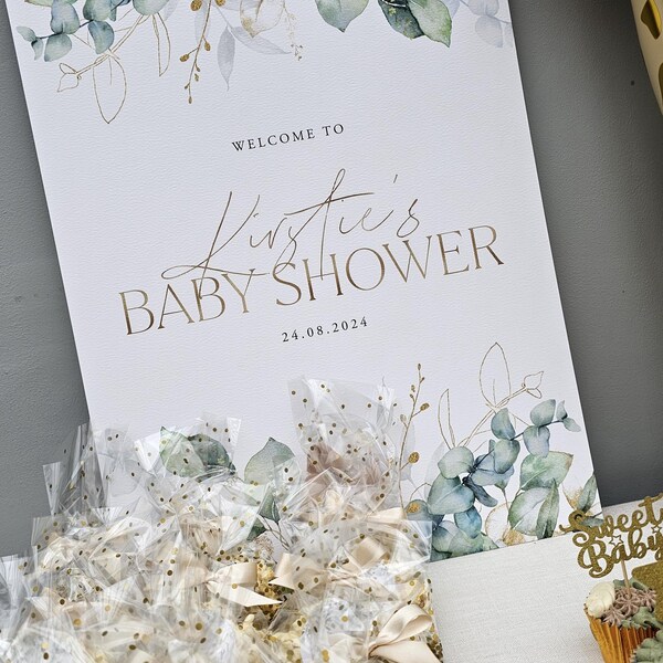 Blue Bow Welcome Sign, Blue Bow Baby Shower Welcome Sign Printable ...