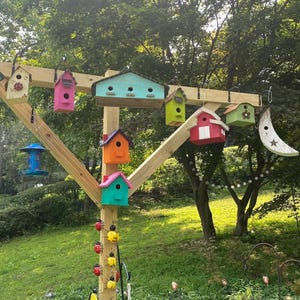 Rustic Amish Handmade Birdhouse, Outdoor Decor, Post Birdhouse ...