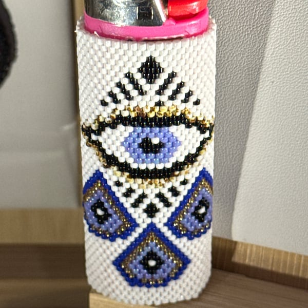 Evil Eye Lighter Cover Pattern Ethnic Lighter Beading Pattern Seed Bead ...