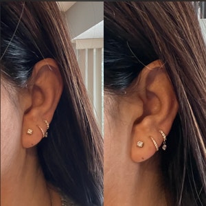 14K Solid Gold Stud Earrings Minimalist Gold Jewelry With CZ - Etsy