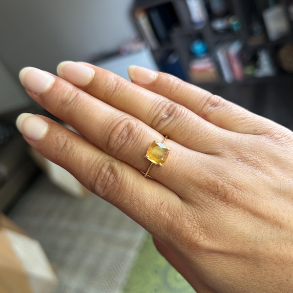Natural Citrine Ring, Gold Citrine Ring,solitaire Stacking Natural ...