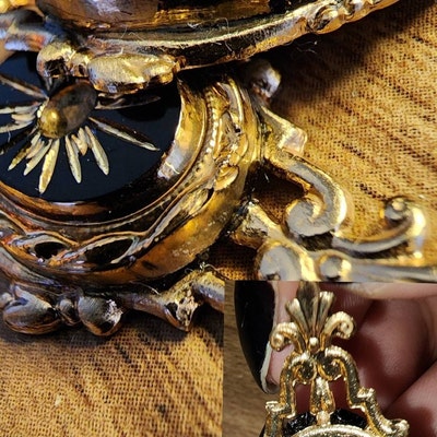 Victorian SUN Intaglio Necklace, Gold and Black Intaglio, 16k Gold ...