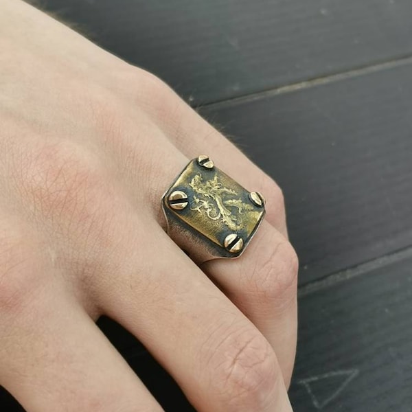 Vintage Ring, Medieval Ring, Carved Ring, Manly Ring, Mans Ring, Crest ...