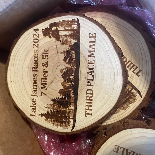 Personalized Wood Coasters Tree Coaster Live Edge Bark Coaster Set ...