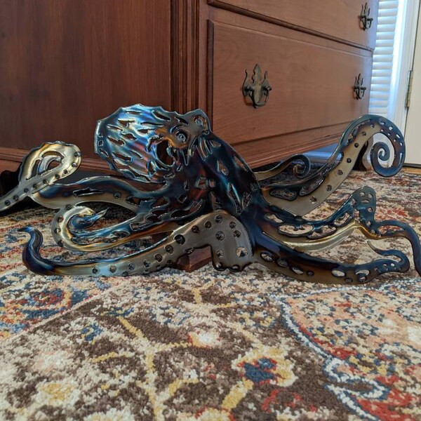 Octopus Kraken Torched Metal Wall Art - Etsy