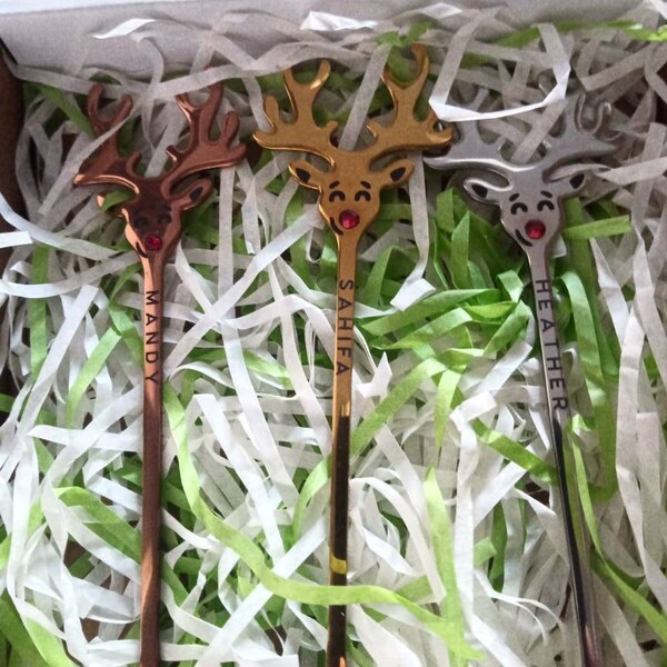 Personalised Reindeer Shaped Hot Chocolate Spoon - Etsy UK