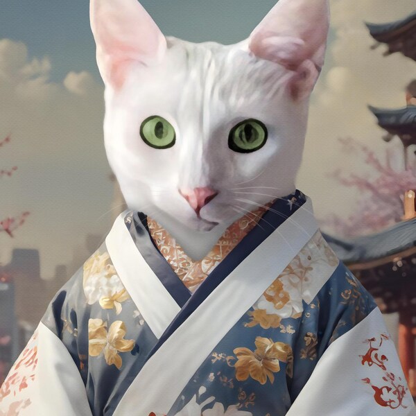 The Japanese Geisha - Custom Royal Pet Portrait - Funny Pet Gift for ...