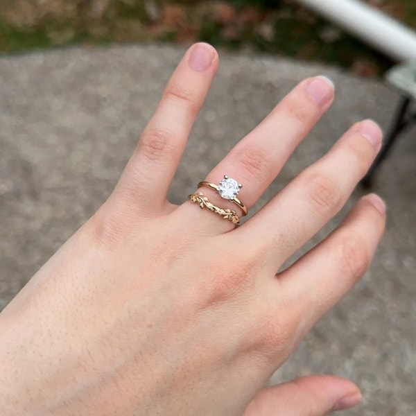 Vintage Alexandrite Wedding Ring Set Rose Gold Alexandrite Moon ...