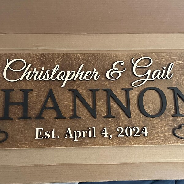 Personalized Wedding Gift Last Name Established Sign Family Name Sign ...