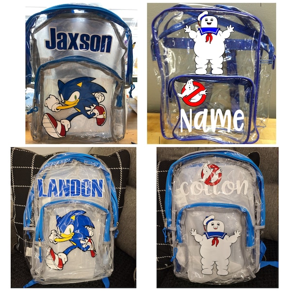 Character Personalized Clear Backpack - Etsy