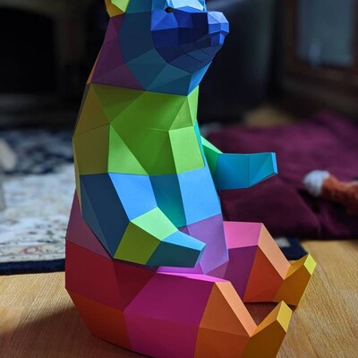 Bear Paper Craft, Digital Template, Origami, PDF Download DIY, Low Poly ...