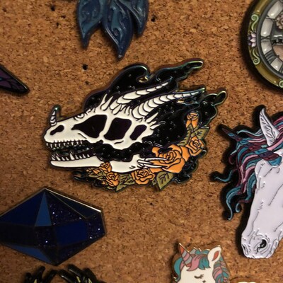 B-GRADE Enamel Pin Dragon Skull aether, Dragon Pin, Dragon Enamel Pin ...