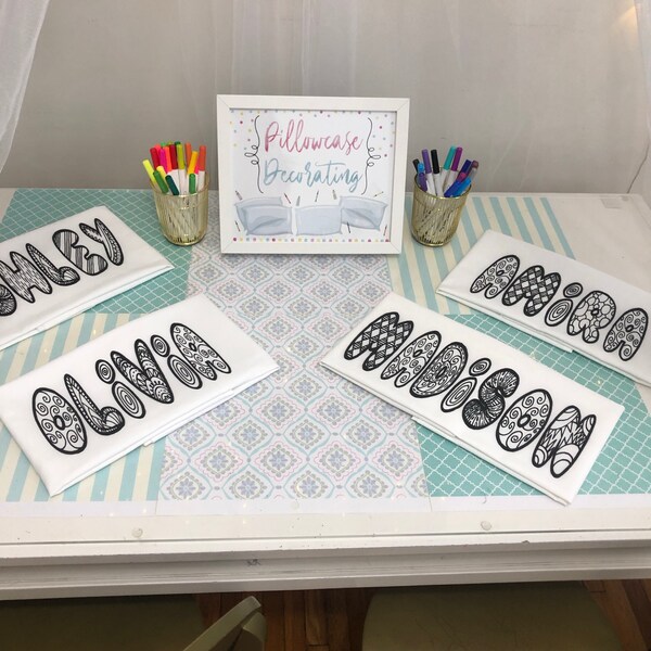 Pillowcase Decorating Sign, Digital File, Printable, Pajama Party ...