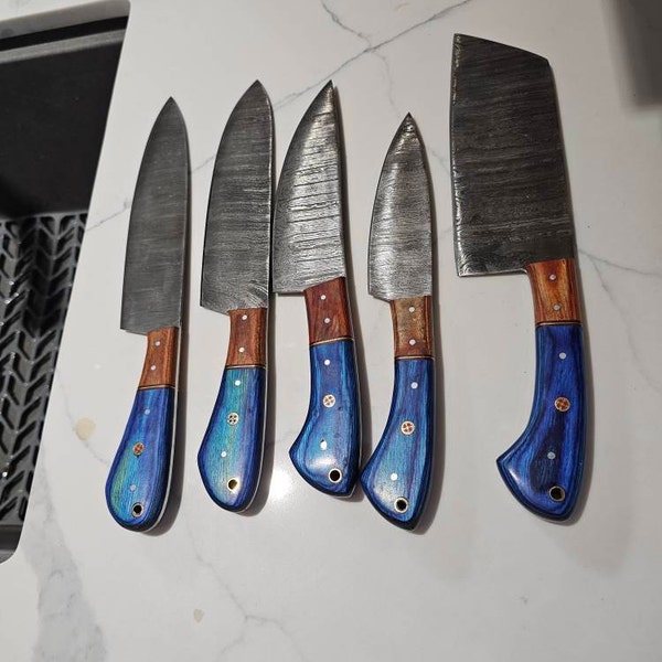 Hand Forged Kitchen Chef's Knife Set of 5 BBQ, Kitchen Set, Birthday ...